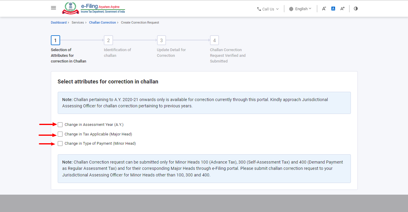 Step by Step Guide to change attributes for correction in challan ...
