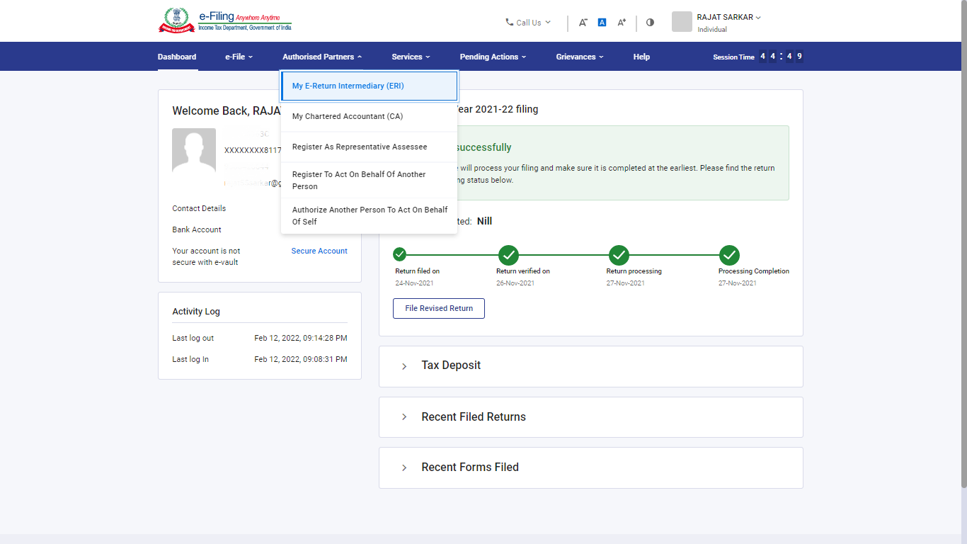 The PAN is already a client for an ERI – myITreturn Help Center