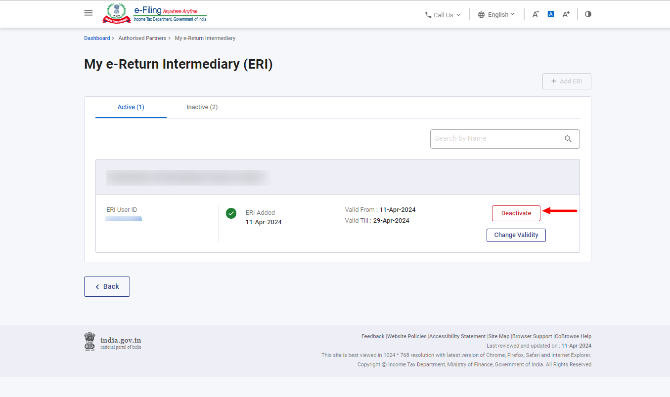 The PAN is already a client for an ERI – myITreturn Help Center