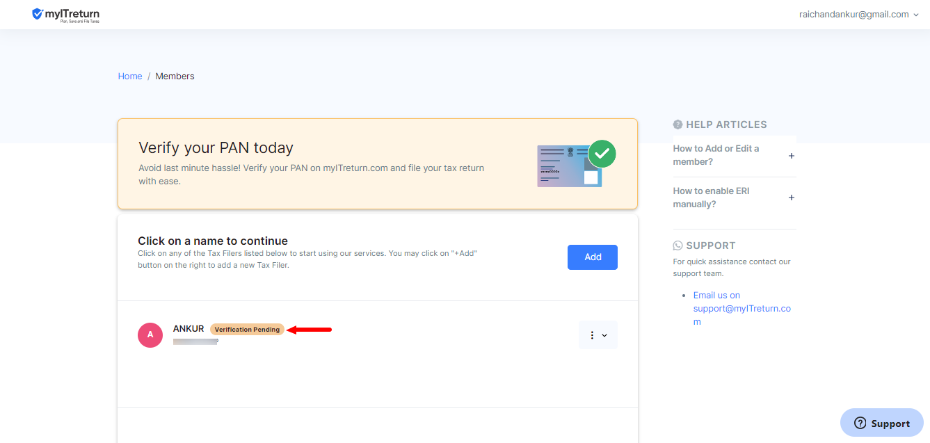 The PAN is already a client for an ERI – myITreturn Help Center
