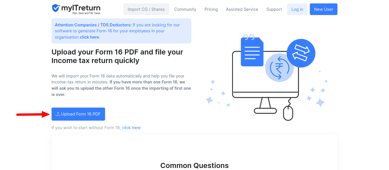 Upload two ( or multiple) Form 16 - Step by Step Guide – myITreturn Help Center